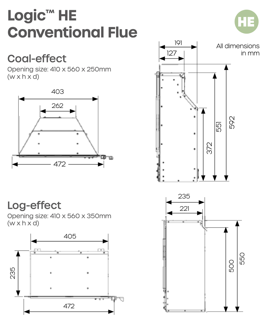 Gazco Logic HE Stockton Conventional Flue Convector Gas Fire - Bonfire