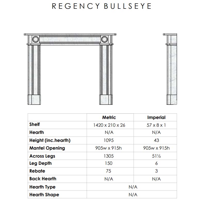 Regency Bullseye 56" Carrara Marble Fireplace Surround - Bonfire