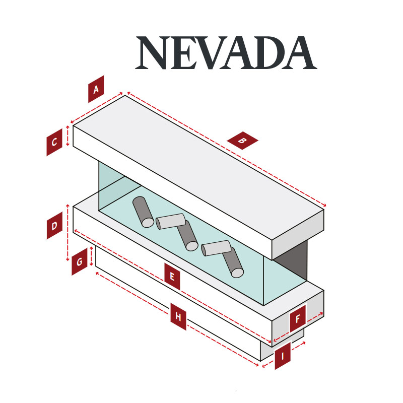 Nevada 900 Painted / Veneer Electric Fireplace Suite - Bonfire