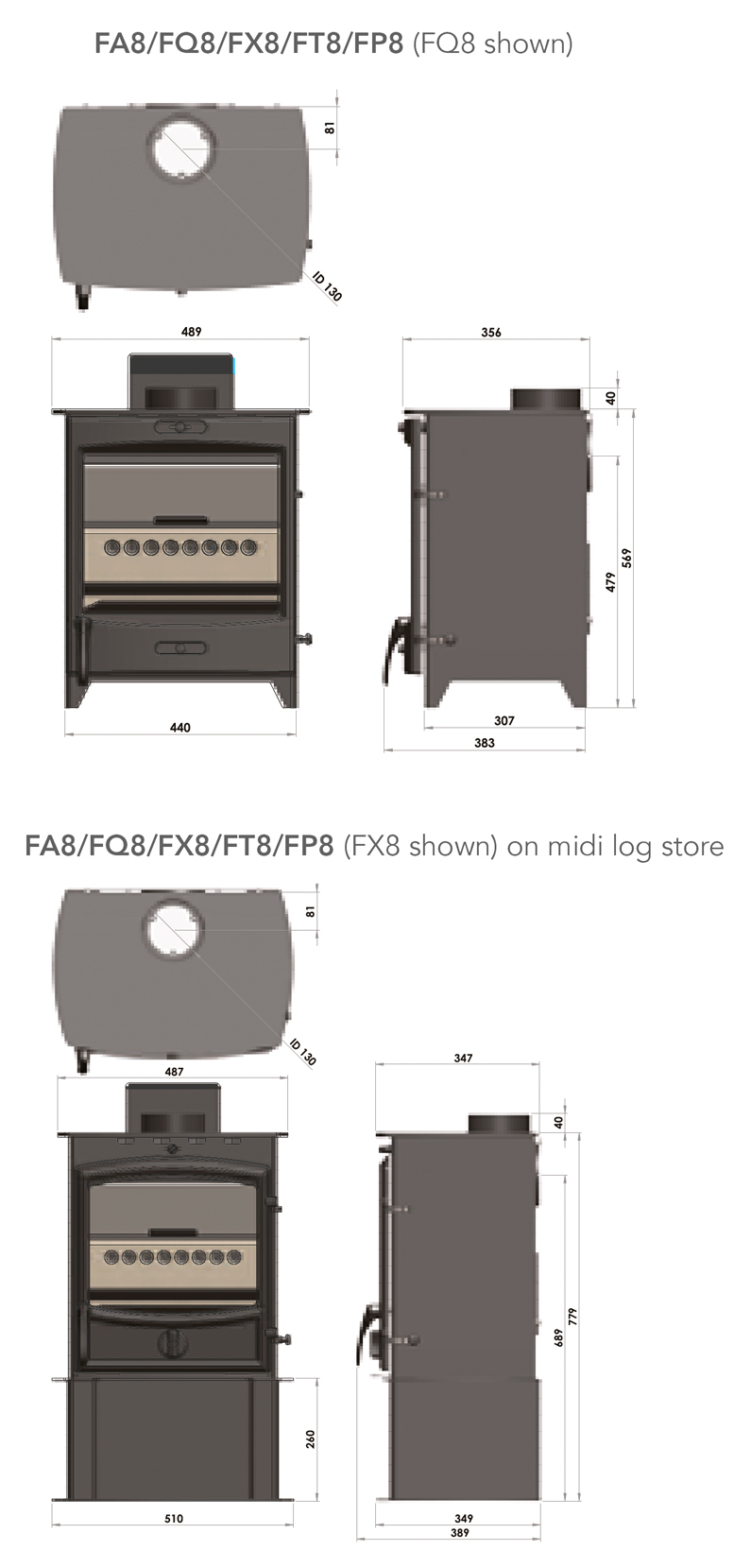 Fireline FT8 Tracery Door Multi Fuel Stove - Bonfire